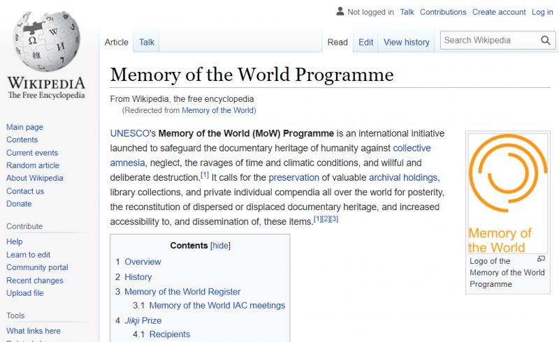 Memory of the World – Wiki World Heritage